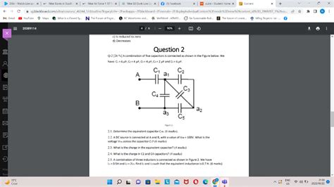 Solved Q 2 26 A Combination Of Five Capacitors Is