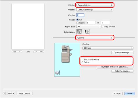 Setting The Color Mode For Printing