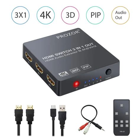 LiNKFOR X HDMI Compatible Switch With Audio Extractor Optical Toslink SPDIF Output Support K