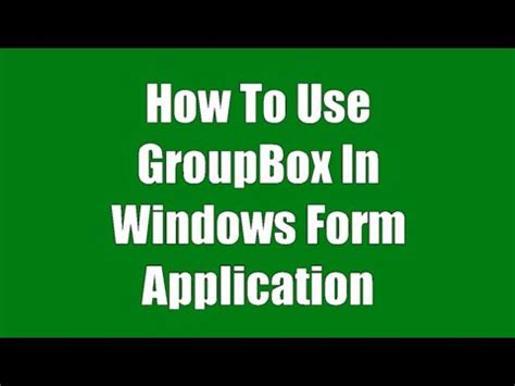 How To Use GroupBox In Windows Application Using C Net YouTube