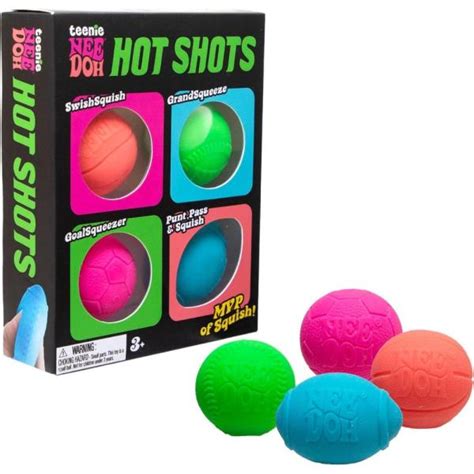 Schylling Needoh Teenie Needoh Fuzzball 4 Pack Sensory Squeeze Toy