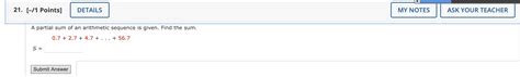 Solved Partial Sum Of An Arithmetic Sequence Is Given Find