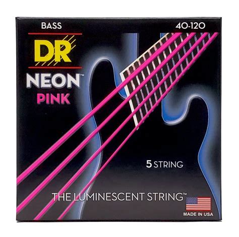 Coast Music Online Neon Pink Coated 5 String Bass Strings Light 40 1