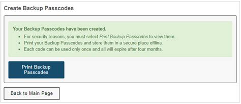 Mfa Duo Generating Backup Passcodes For Future Use