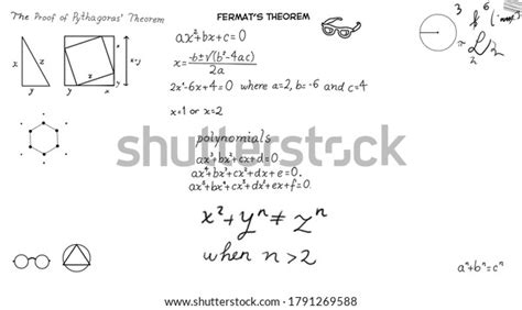 Mathematics Fermats Theorem Proof Pythagoras Theorem Stock Illustration