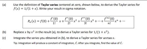[solved] A Use The Definition Of Taylor Series Centered