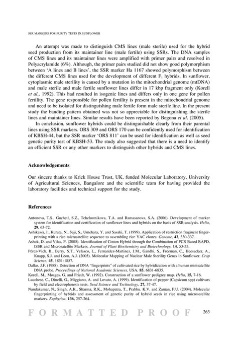 18 Identification Of Ssr Markers For Hybridity And Seed Genetic Purity