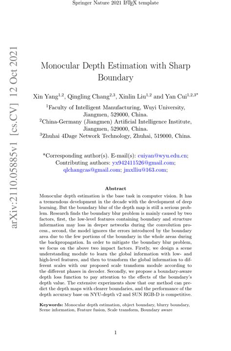 Pdf Monocular Depth Estimation With Sharp Boundary