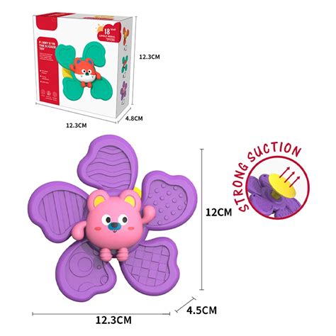 Комплект от 3 интерактивни бебешки играчки Spinner Abs Silicon с вендуза за зъбки