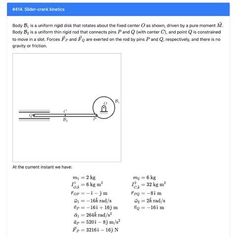 solved 414 slider crank kinetics body by is a uniform
