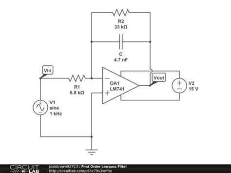 First Order Lowpass Filter Circuitlab