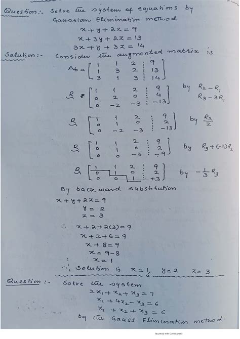 Solution Gauss S Elimination Method And Inverse Gauss S Elimination