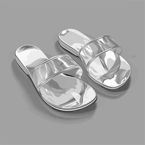 Flat Metallic Silver Backdrop Highlights Realistic Slipper Clipart