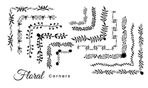 Premium Vector Decorative Floral Corner Design Elements Hand Drawn Vector