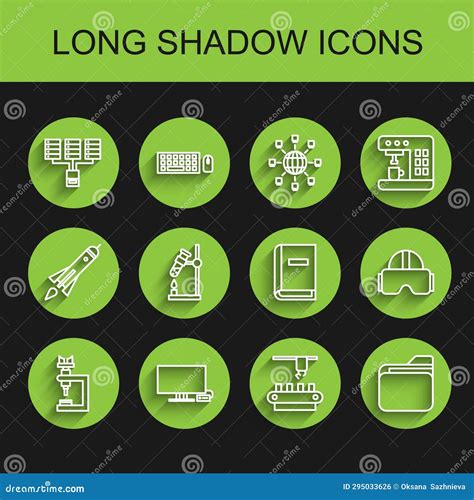 Set Line Microscope Smart Tv Server Data Web Hosting Factory