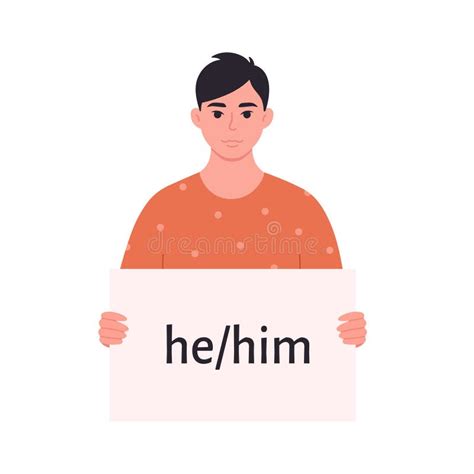 Young Asian Man Holding Sign With Gender Pronoun She He They Non Binary Gender Neutral