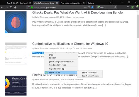 Search Web Sites In Firefox Web Browser Ghacks Tech News