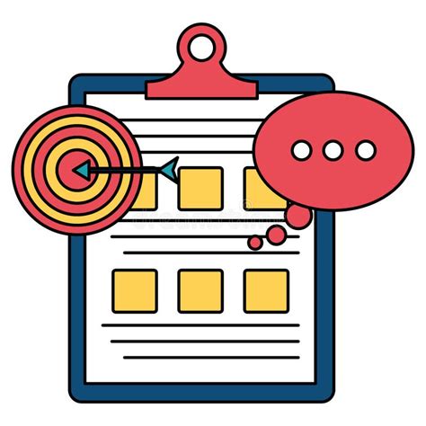 Checklist Clipboard Document With Target And Speech Bubble Stock Illustration Illustration Of