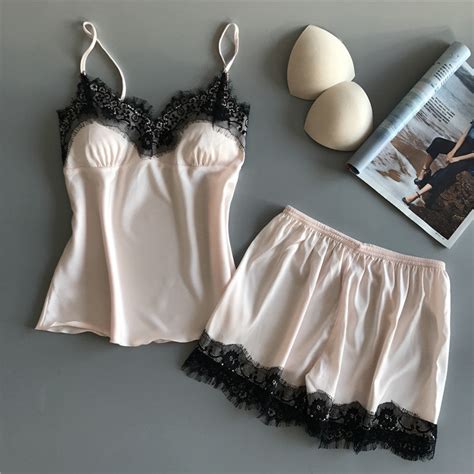 Womens Sexy Split Lace Pajama Set Intimate Idol