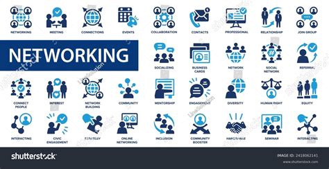 Networking Flat Icons Set Connection Events Stock Vector Royalty Free