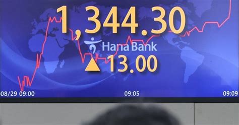장중 1344원대까지 오른 원 달러 환율