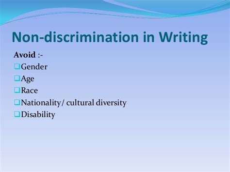 Non Discriminatory In Writing