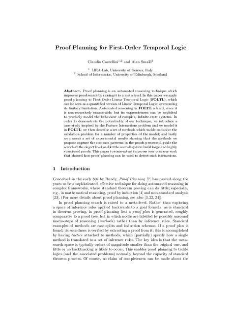 Pdf Proof Planning For First Order Temporal Logic