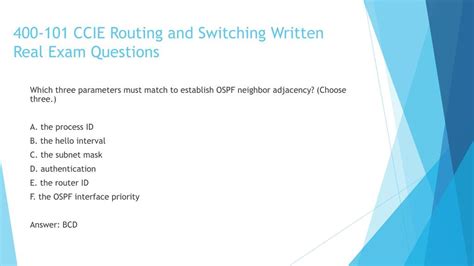 Ppt 400 101 Routing And Switching Written Exam Questions Answers Powerpoint Presentation Id