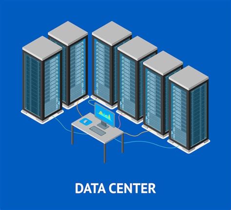Premium Vector Data Center Poster Card Isometric View Vector