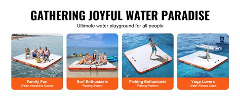 Vevor Inflatable Floating Dock 7 X 7ft Inflatable Dock Platform Non Slip Water Floating Dock
