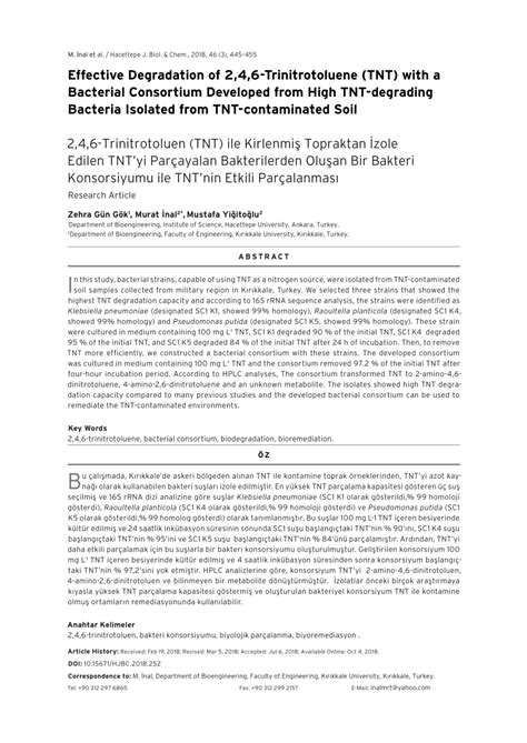 Pdf Effective Degradation Of 246 Trinitrotoluene Tnt With A