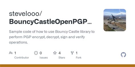 Github Stevelooobouncycastleopenpgpexample Sample Code Of How To Use Bouncy Castle Library