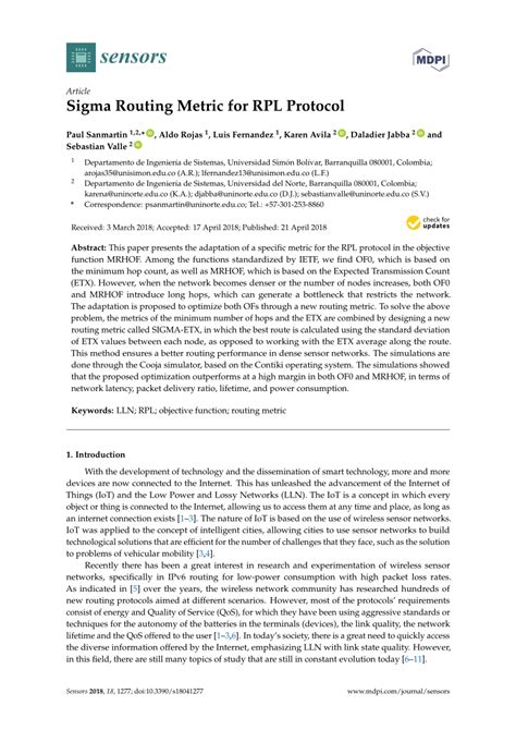 Pdf Sigma Routing Metric For Rpl Protocol