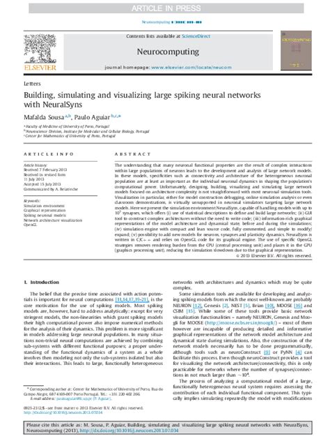 Pdf Building Simulating And Visualizing Large Spiking Neural Networks With Neuralsyns