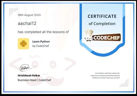 python certification codechef continuouslearning codingjourney er aachal girase