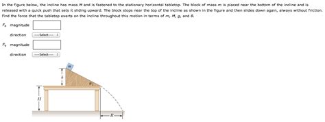 Solved In The Figure Below The Incline Has Mass M And Is