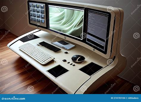 A Sleek And Modern Desk With A Large Touch Screen Monitor And Sleek