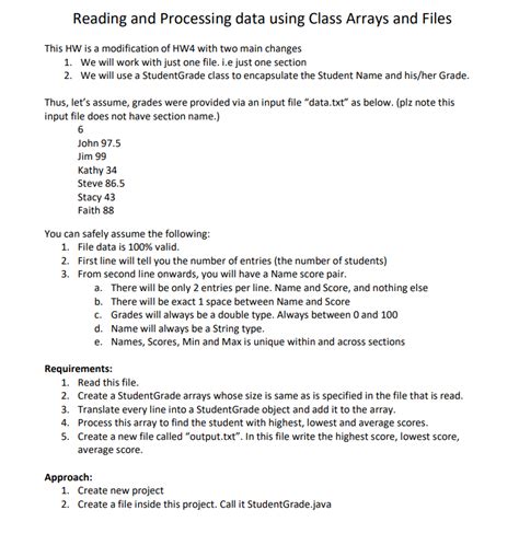 Reading And Processing Data Using Class Arrays And