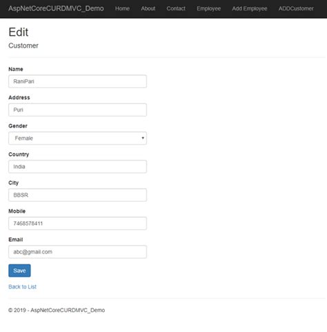 Crud Operation With Aspnet Core 21 Mvc Using Adonet