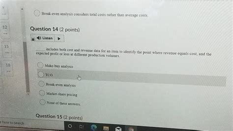 Solved Break Even Analysis Considers Total Costs Rather Than Chegg
