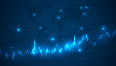 비즈니스 및 금융 개념 및 보고서에 대 한 주식 시장에 다이어그램 경제 그래프 개요 블루 벡터 배경입니다 증권 시장과 거래소에