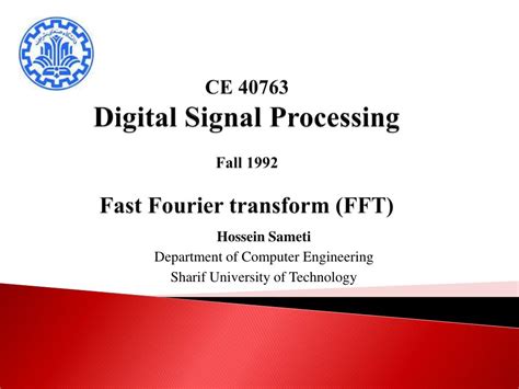 ppt ce 40763 digital signal processing fall 1992 fast fourier