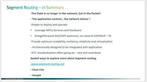 Segment Routing Appendix