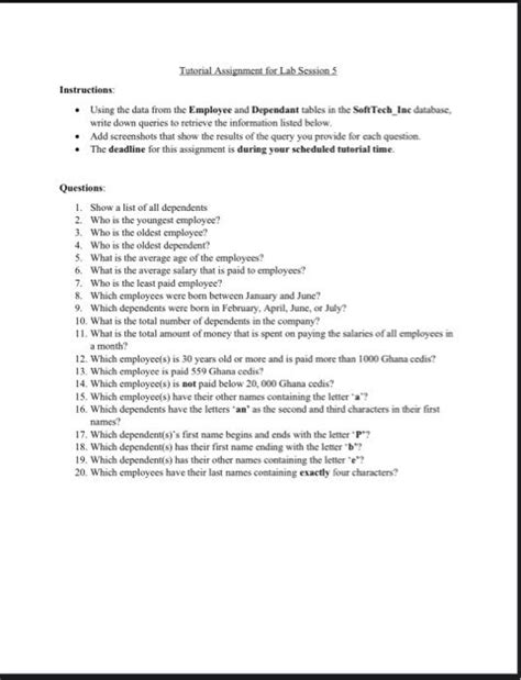 solved tutorial assignment for lab session 3 instructions