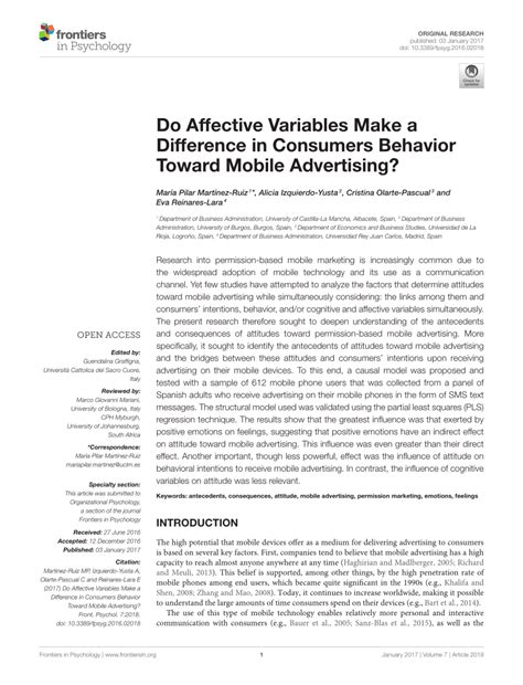 Pdf Do Affective Variables Make A Difference In Consumers Behavior