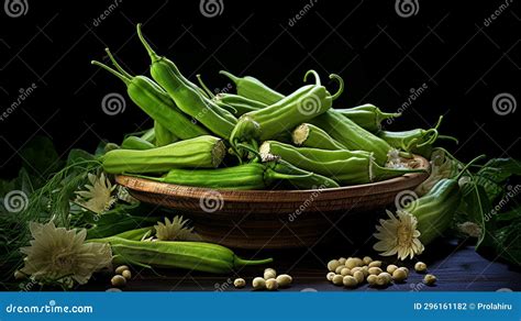 Crisp Okra Arrangement Composition Stock Illustration Illustration Of Creativity Vegetables