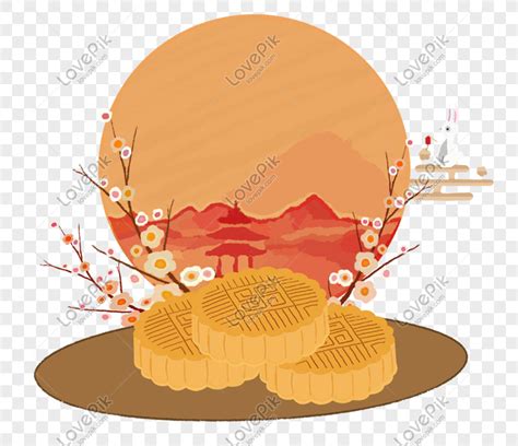 중순 가을 달 케이크 골동품 그림 Png 일러스트 무료 다운로드 Lovepik