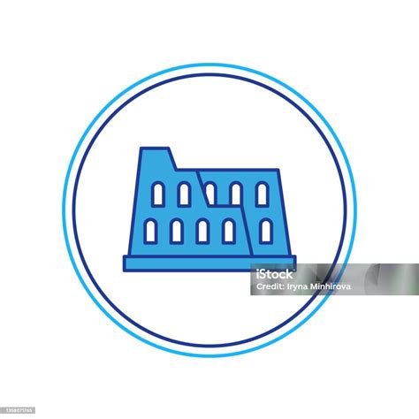 로마 흰색 배경에 고립 된 이탈리아 아이콘에서 채워진 윤곽 콜로세움 콜로세움 기호 고대 로마의 상징 검투사 싸움 벡터 Brand