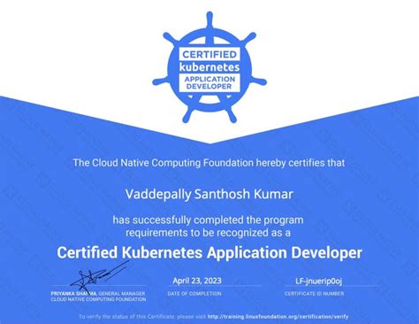 Santhosh Kumar On Linkedin Certified Ckad Cncf Kubernetes Linuxfoundation