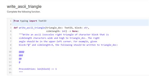 Solved Writeasciitriangle Complete The Following Function Solved Writeasciitriangle Complete The Following Function